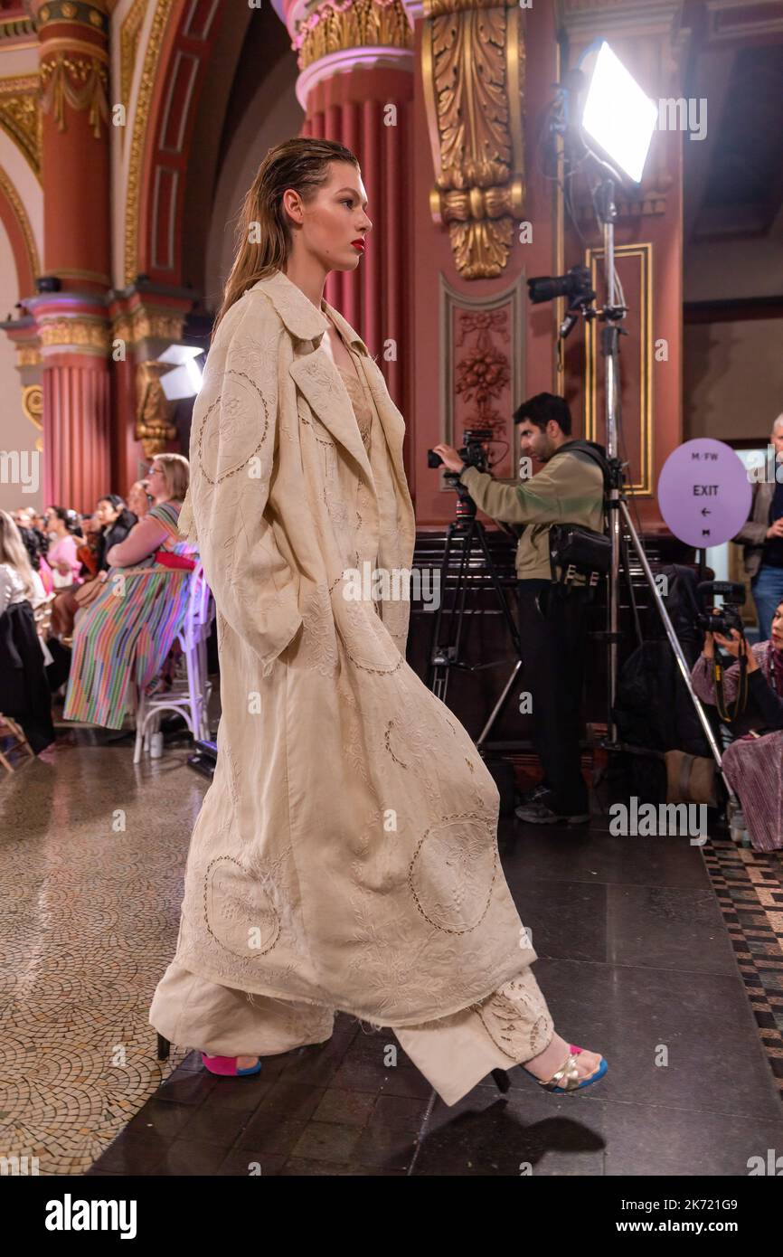Melbourne, Australia. 16th Oct, 2022. A model wearing an outfit by ...