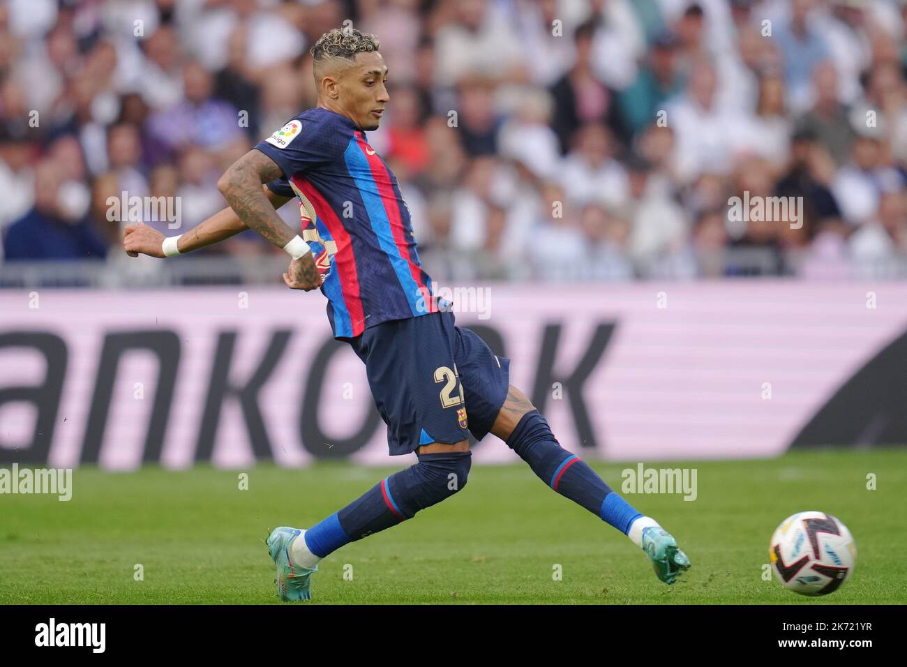 Madrid, Spain. 16th Oct, 2022. Raphael Dias Belloli Raphinha of FC ...