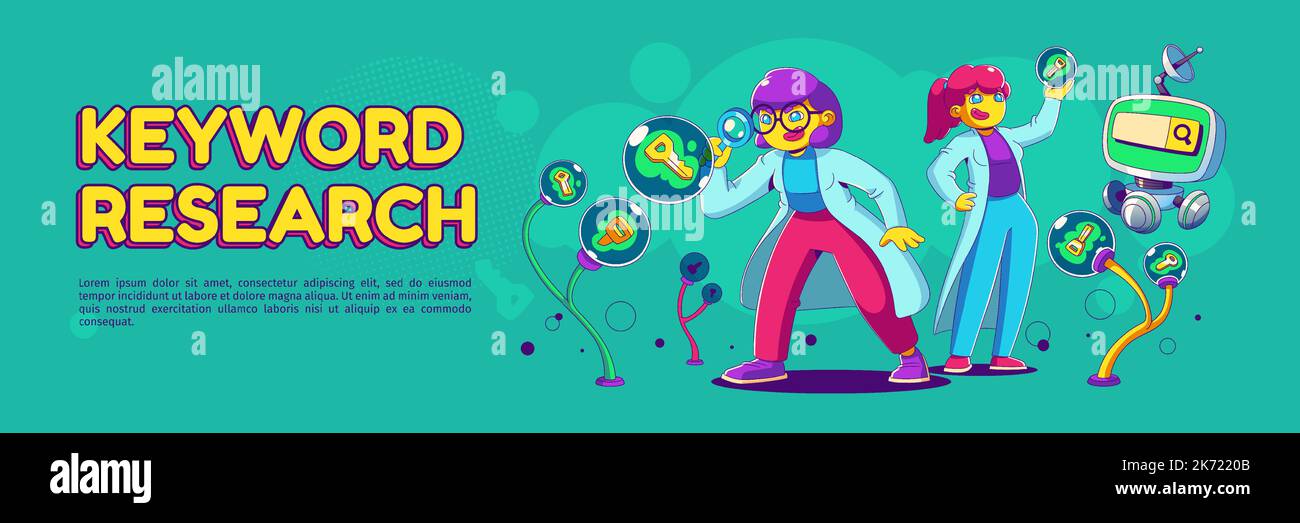 Keyword research banner template. Contemporary vector illustration of ...