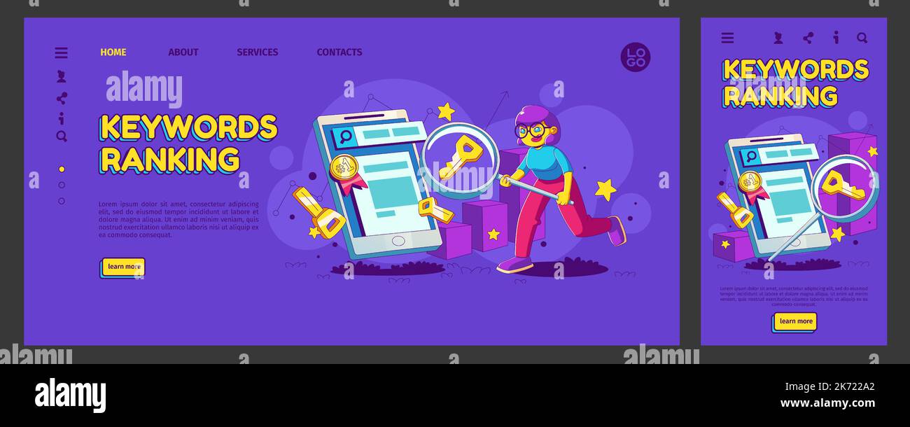Keyword ranking landing page, ui ux mobile app onboard screen template ...