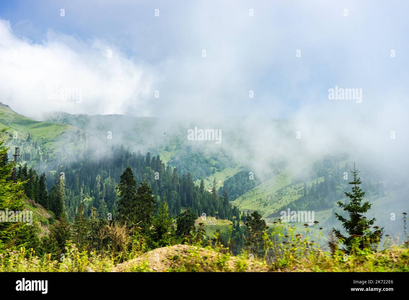 Mountain landscape in famous recreation zone of Guria region in western ...