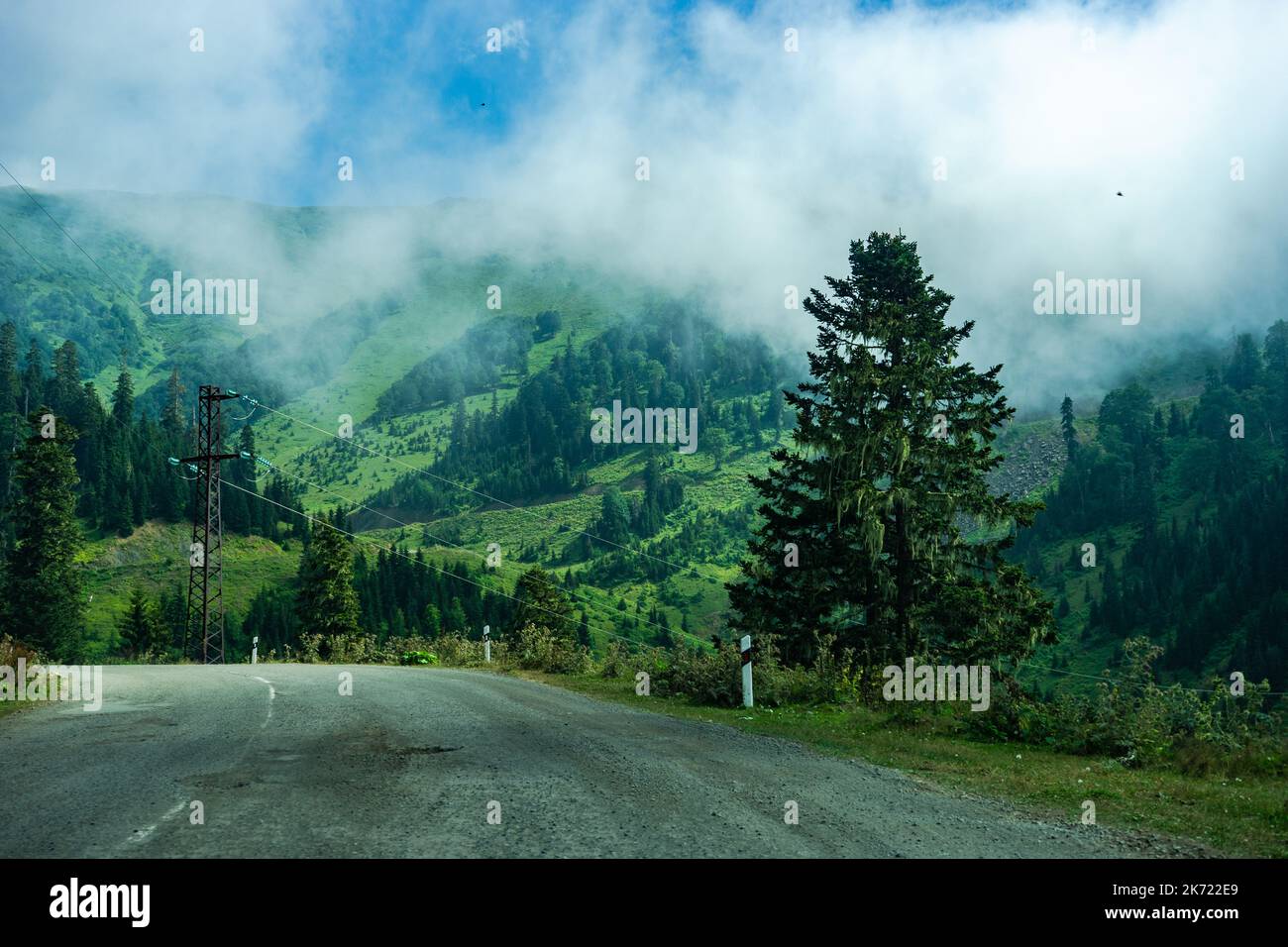 Mountain landscape in famous recreation zone of Guria region in western ...