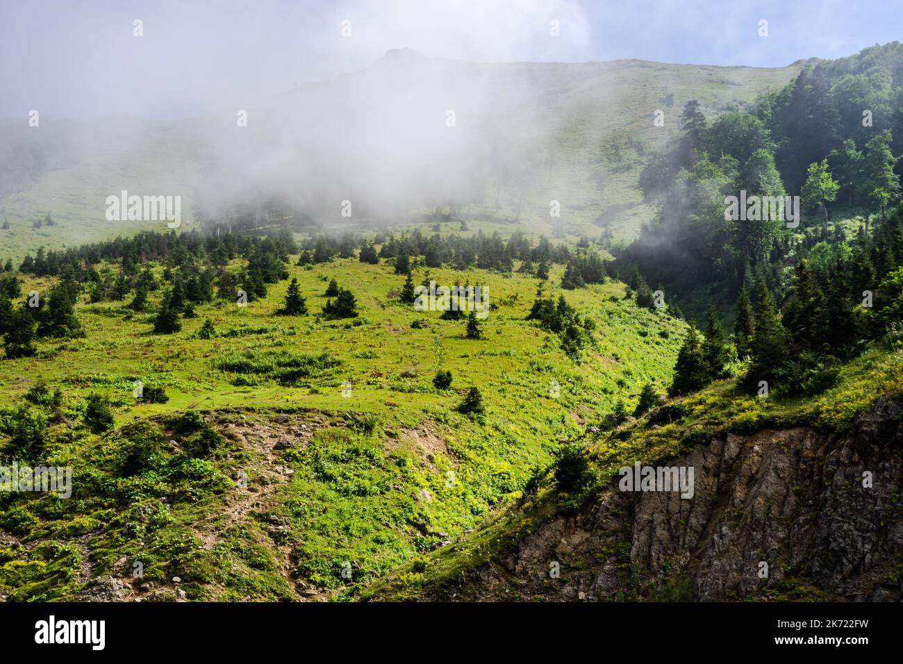 Mountain landscape in famous recreation zone of Guria region in western ...