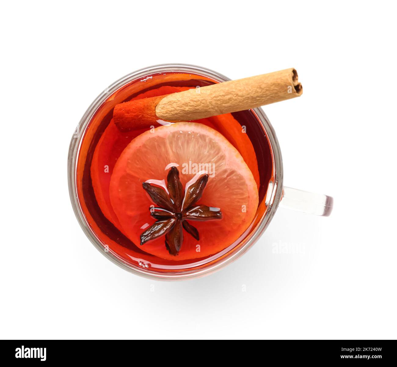 Cup of aromatic mulled wine on white background Stock Photo - Alamy