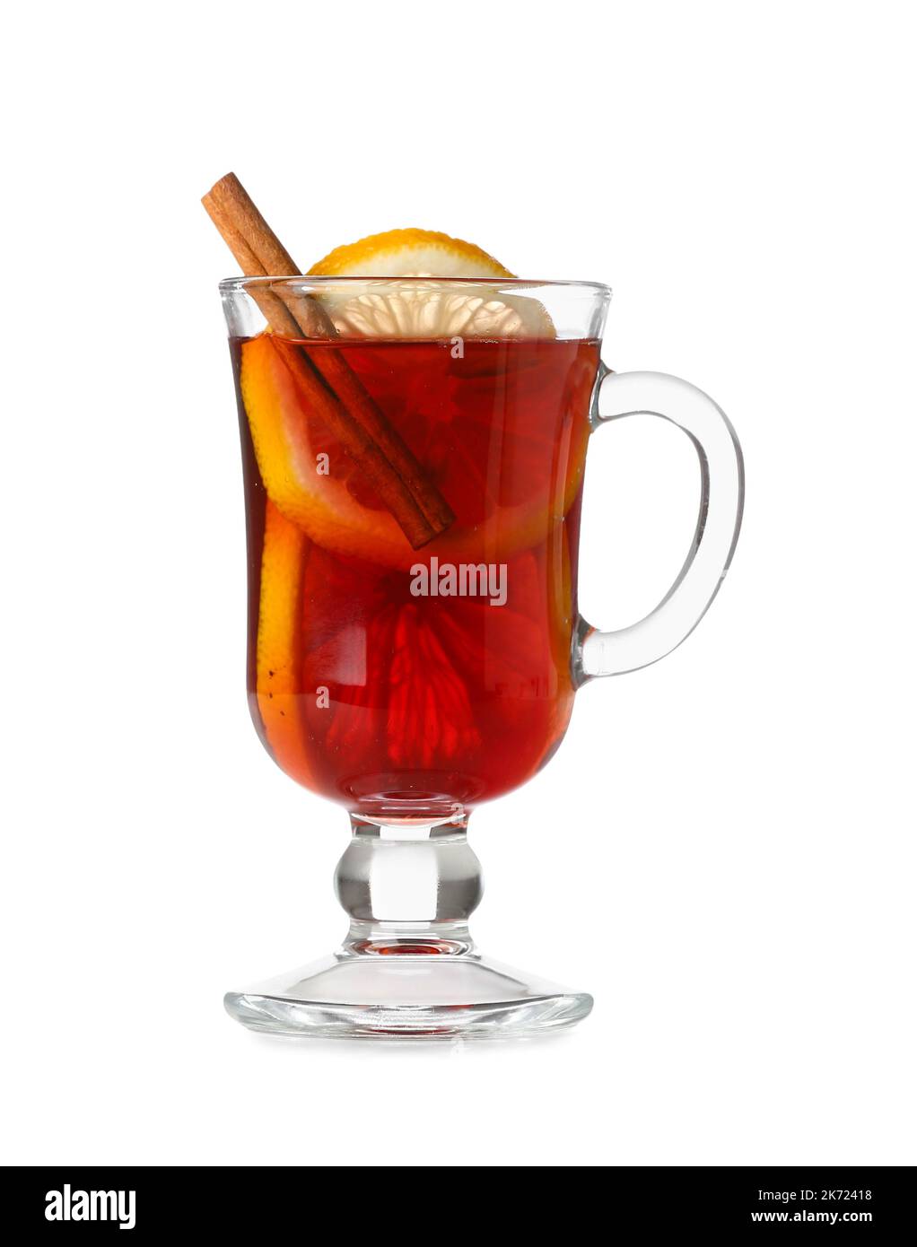 Glass cup of tasty mulled wine isolated on white background Stock Photo ...