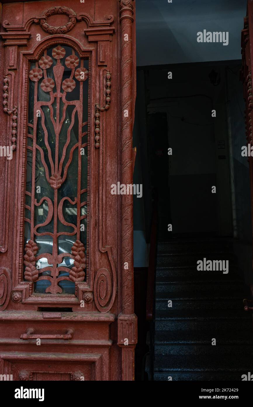 Old door with carving iron decorations in Tbilisi's Old town, capital ...