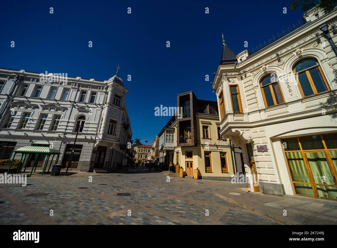 Architecture of Orbeliani square with art nouveau style buildings Stock ...