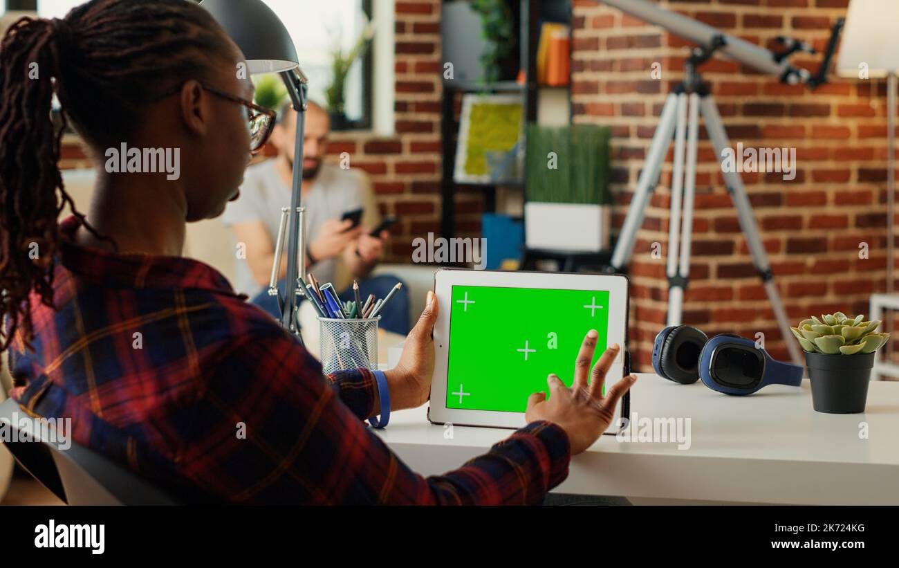 African american student analyzing greenscreen hi-res stock photography ...