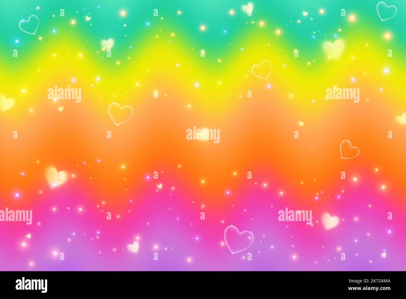 Rainbow wavy background with stars hearts and sparkles. Striped ...