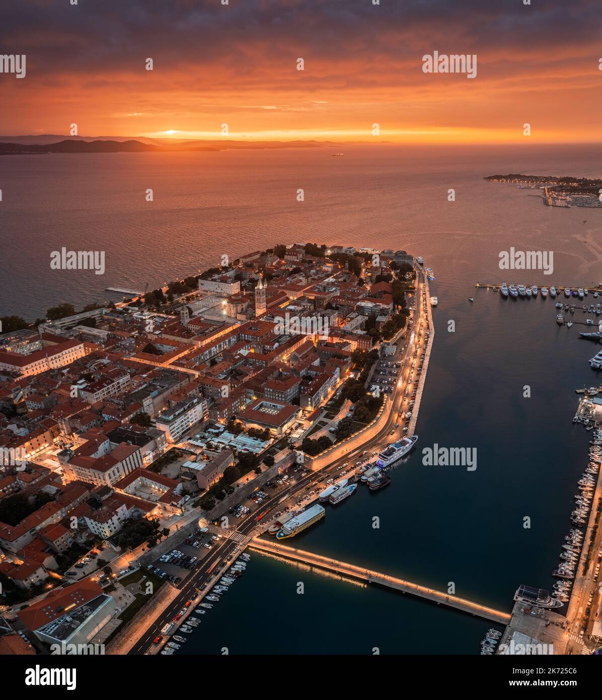 Zadar, Croatia - Aerial panoramic view of the old town of Zadar with ...