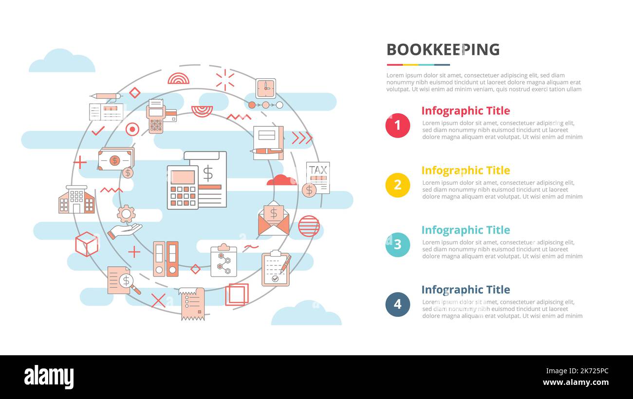 bookkeeping concept for infographic template banner with four point list information vector ...