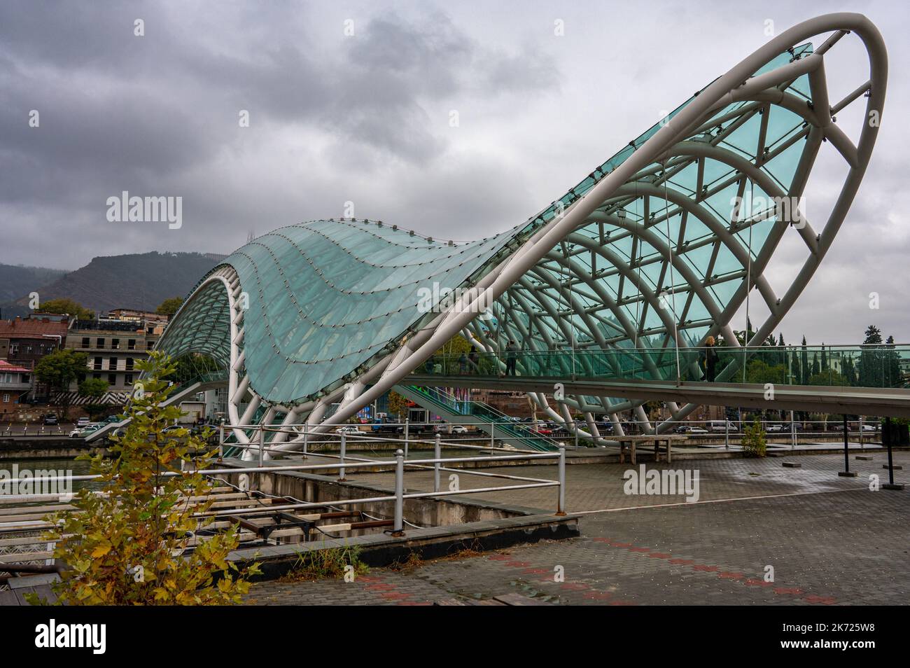 The Bridge of Peace is a bow-shaped pedestrian bridge, a steel and ...