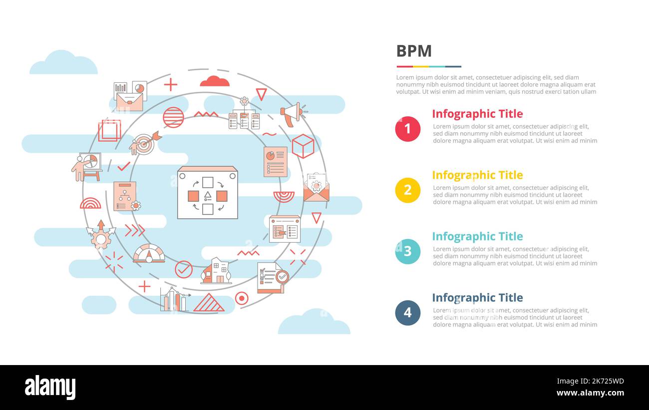 Business process technology icons set vector system teamwork hi-res ...