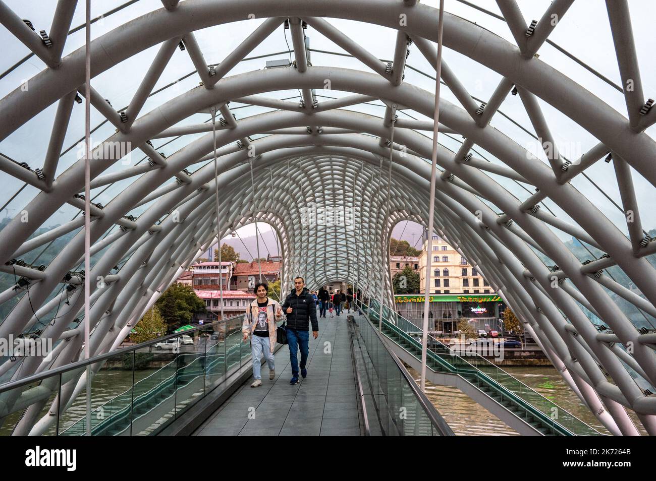 The Bridge of Peace is a bow-shaped pedestrian bridge, a steel and ...