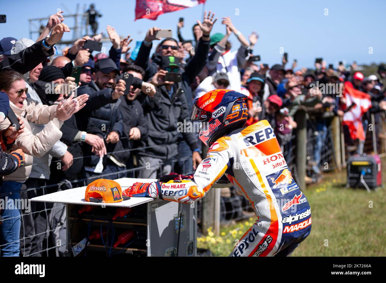 Phillip Island, Australia, 16 October, 2022. Marc Marquez of Spain on the Repsol Honda Team ...