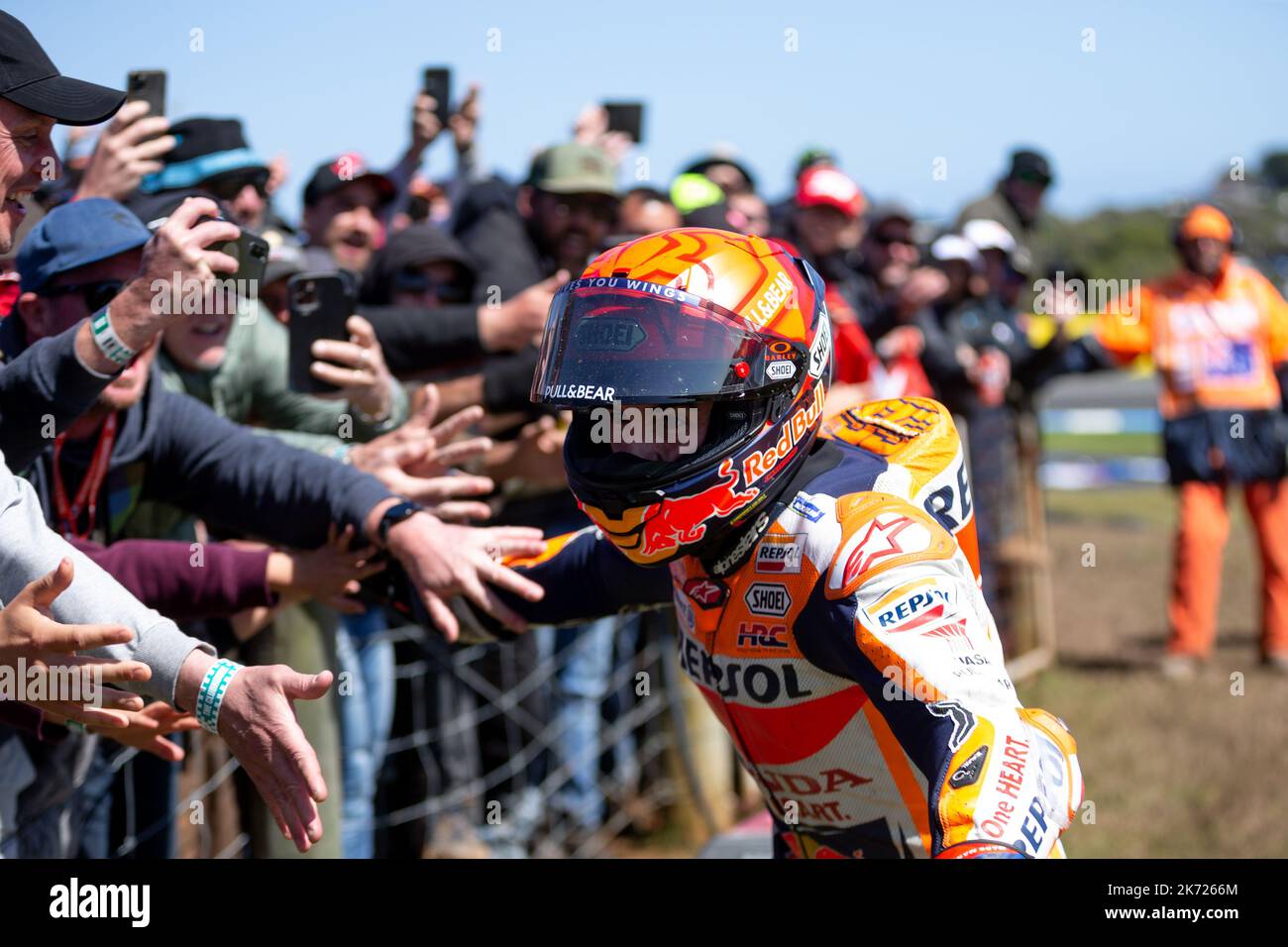 Phillip Island, Australia, 16 October, 2022. Marc Marquez of Spain on the Repsol Honda Team ...