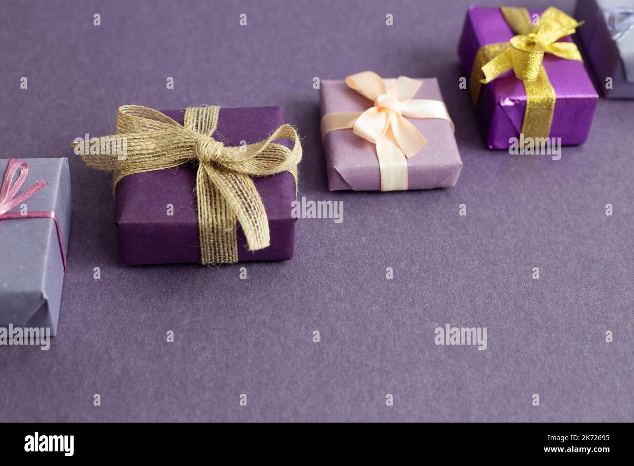 Purple gift boxes hi-res stock photography and images - Alamy