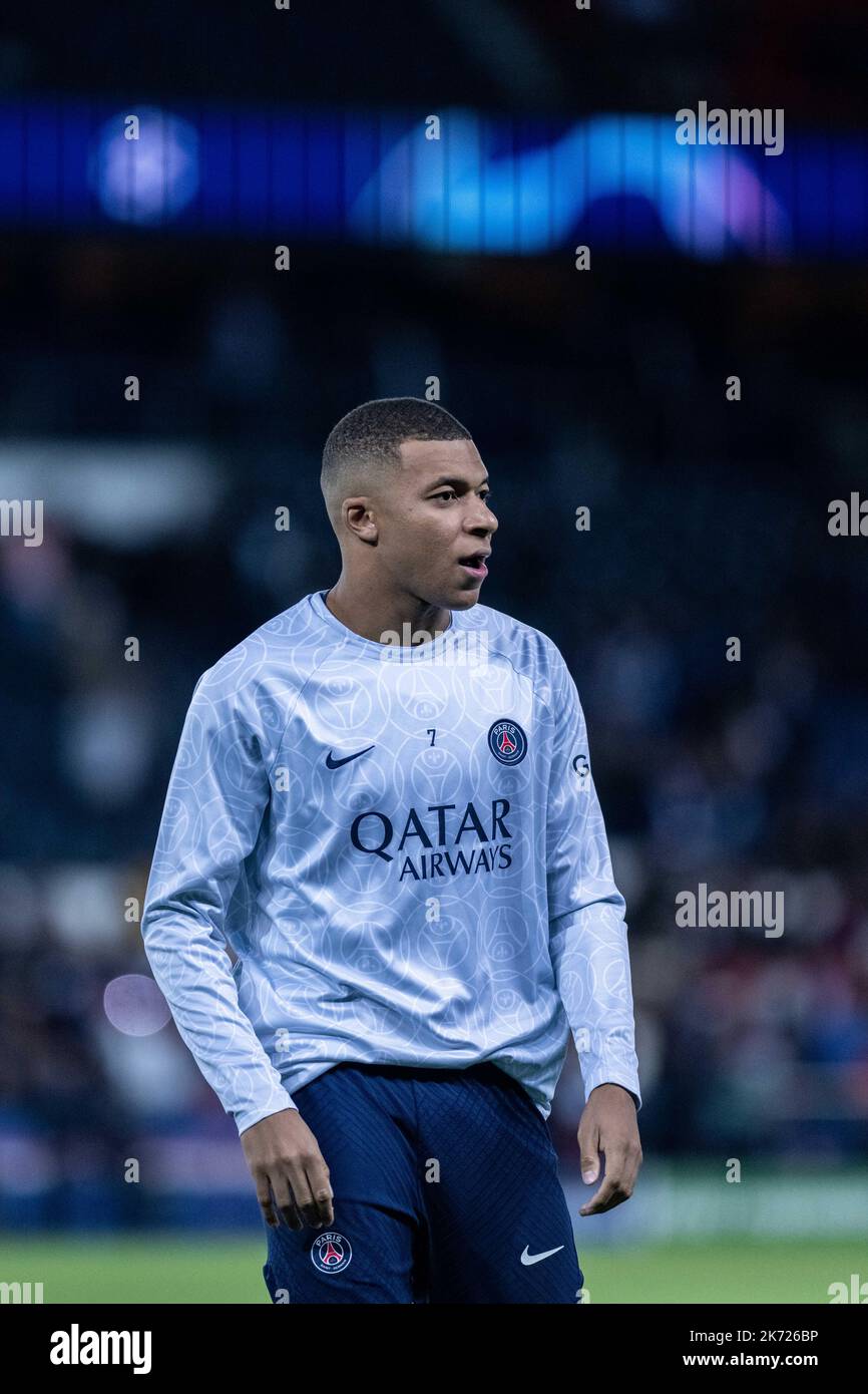 PARIS, FRANCE - OCTOBER 11: Kylian Mbappe during the UEFA Champions League group H match between ...