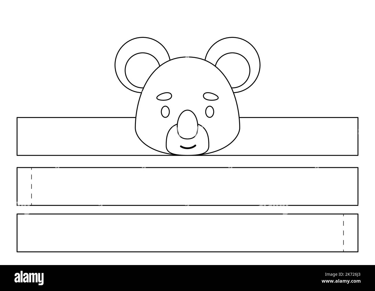 Printable koala paper crown. Diy cut party ribbon template for birthday ...