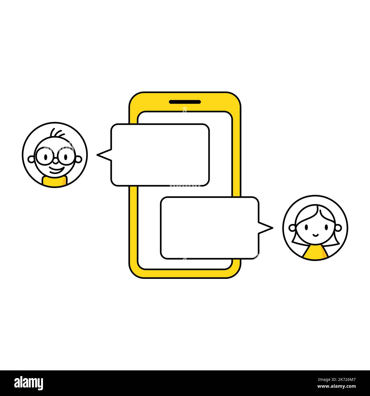 Smartphone with chat bubbles. Talk, dialogue, messenger or online ...
