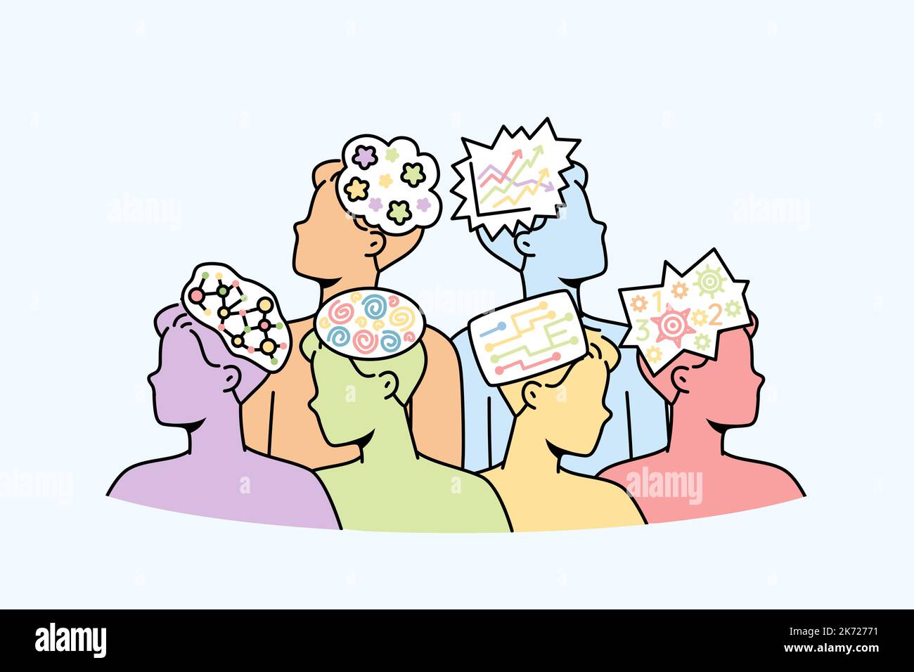 Faceless people with diverse talents, abilities, skills, mindsets ...