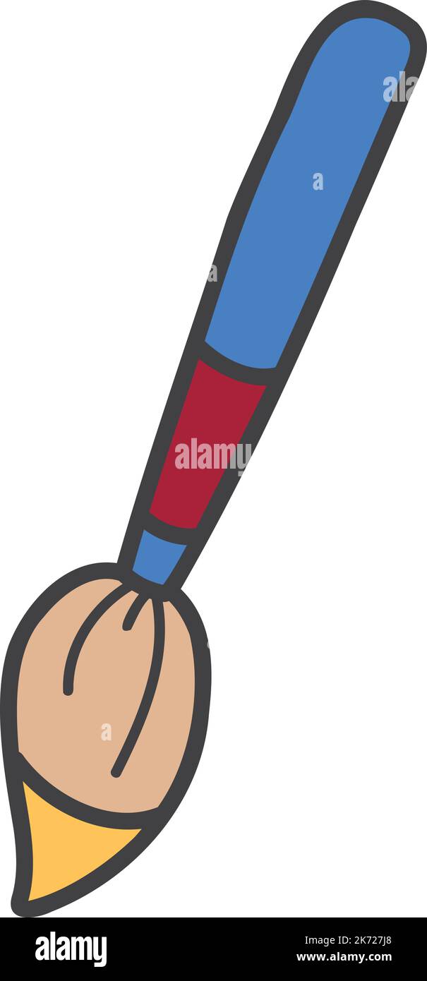 Hand Drawn cute paintbrush illustration isolated on background Stock ...