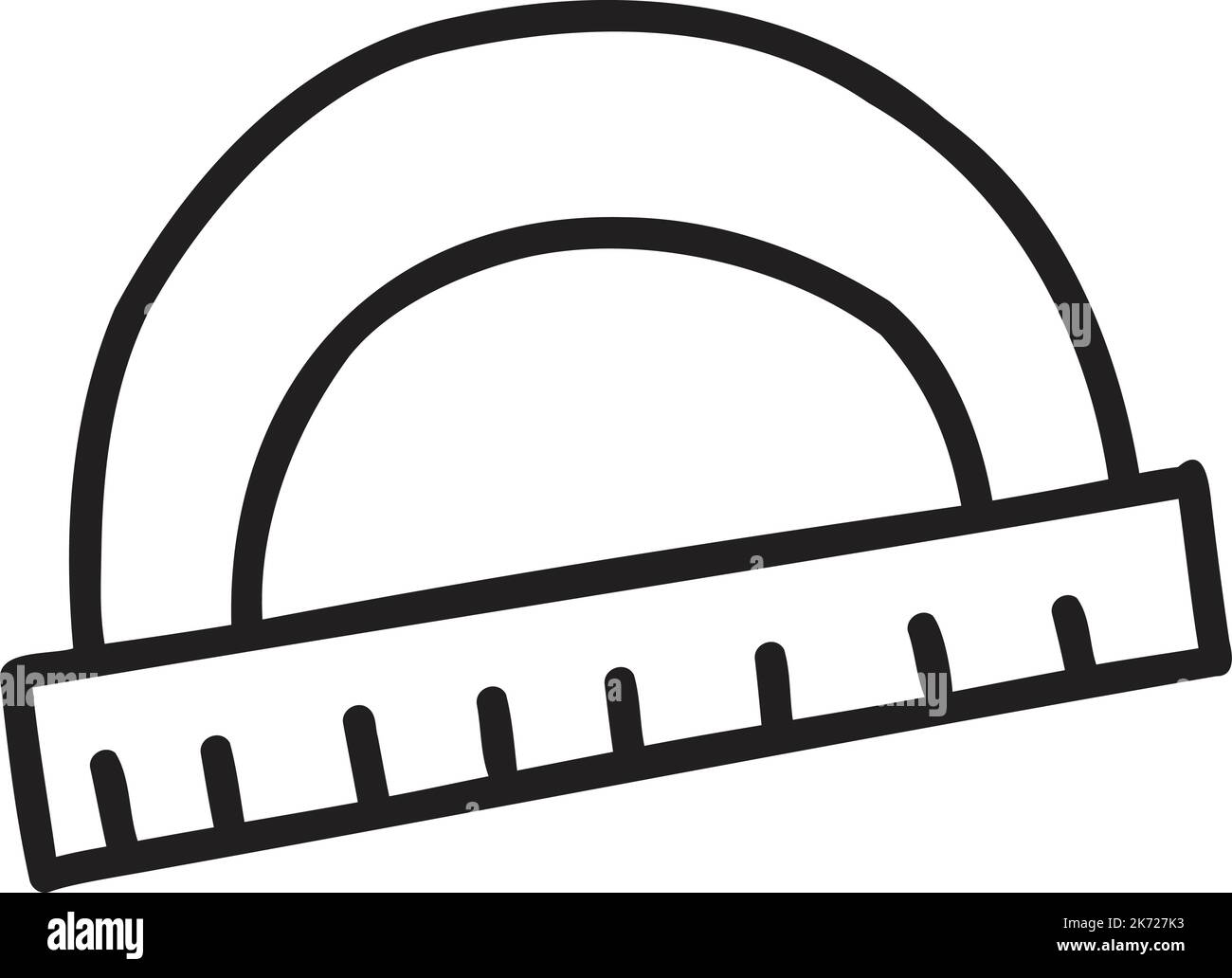 Hand Drawn half circle ruler illustration isolated on background Stock ...