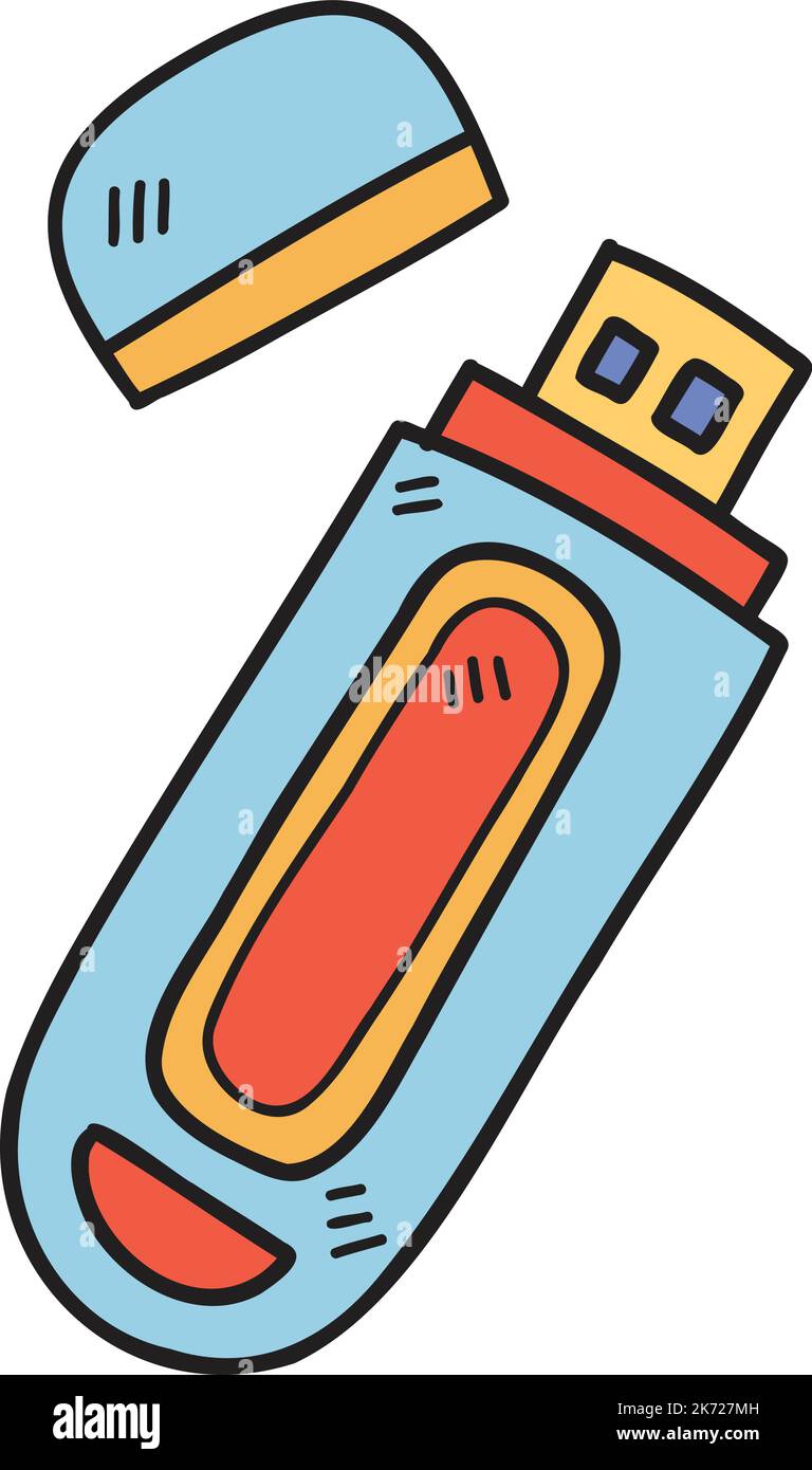Hand Drawn USB Flash Drive illustration isolated on background Stock ...