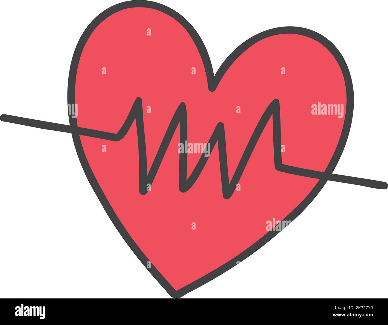 Hand Drawn heart with pulse illustration isolated on background Stock ...