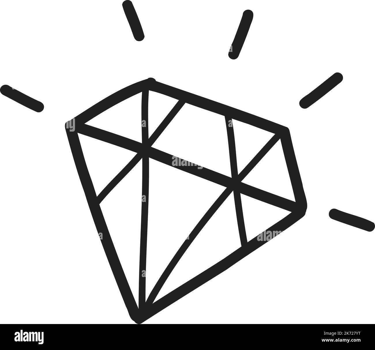 Hand Drawn cute diamond illustration isolated on background Stock ...