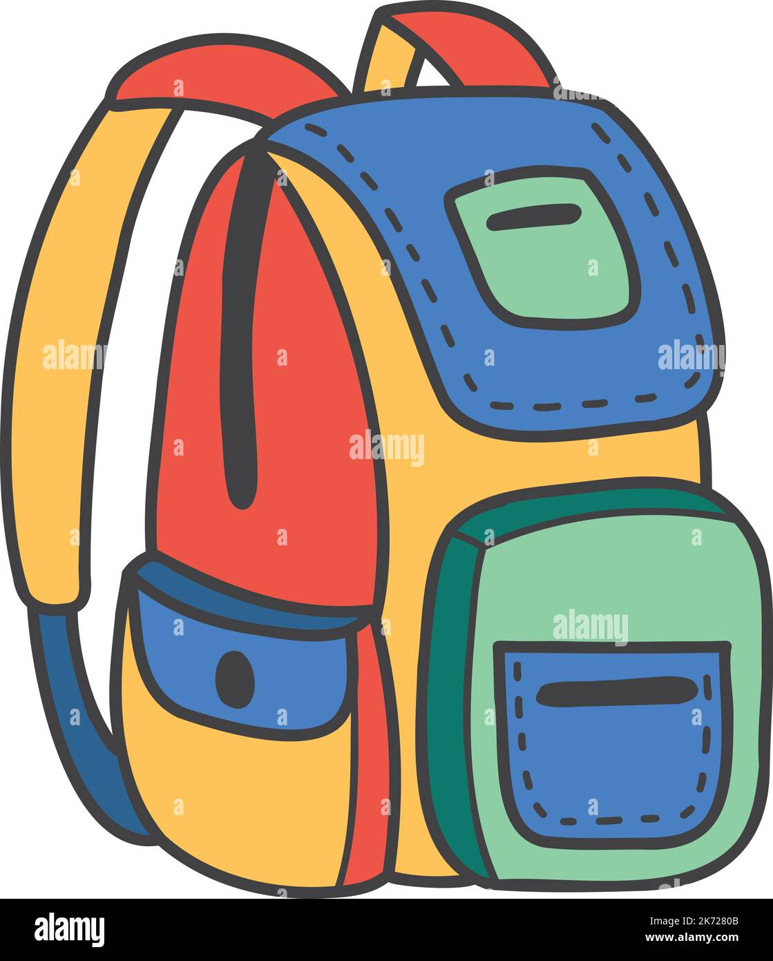 Hand Drawn backpack for students illustration isolated on background ...