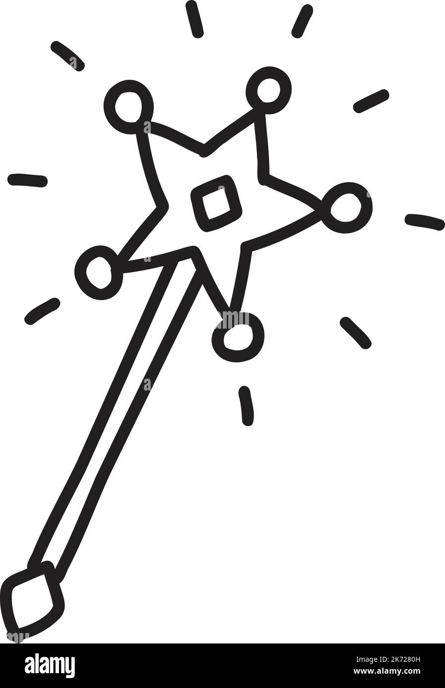 Hand Drawn cute star wand illustration isolated on background Stock ...