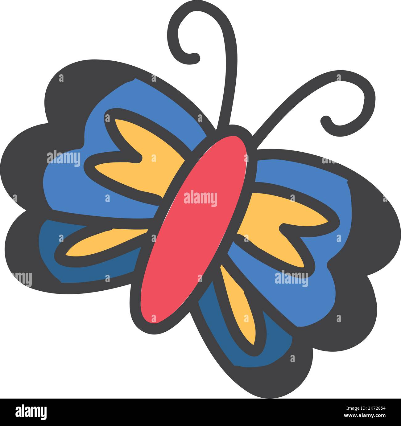 Hand Drawn cute butterfly illustration isolated on background Stock ...