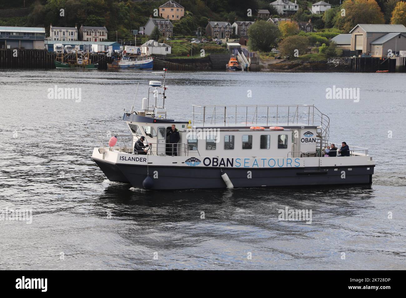 Oban Sea Tours sightseeing boat in Oban harbour Argyll Scotland October ...