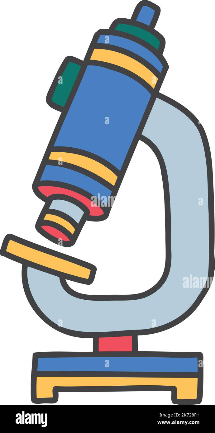 Hand Drawn cute microscope illustration isolated on background Stock ...