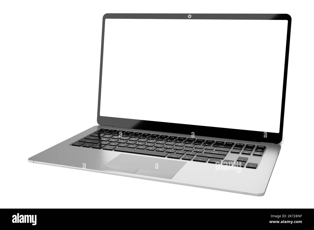 Modern laptop with empty screen on white background - 3D illustration ...