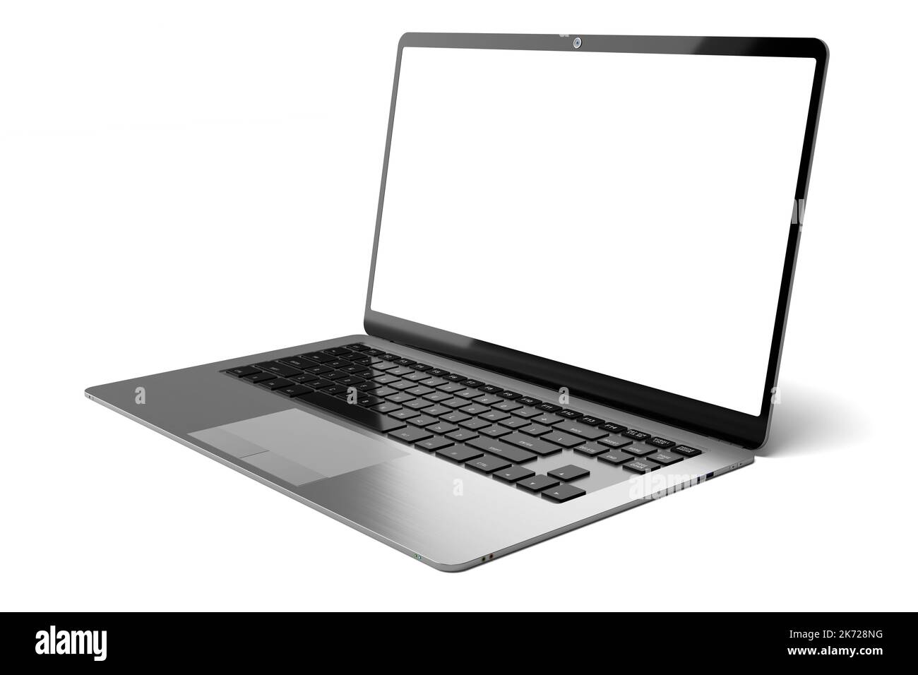 Modern laptop with empty screen on white background - 3D illustration ...