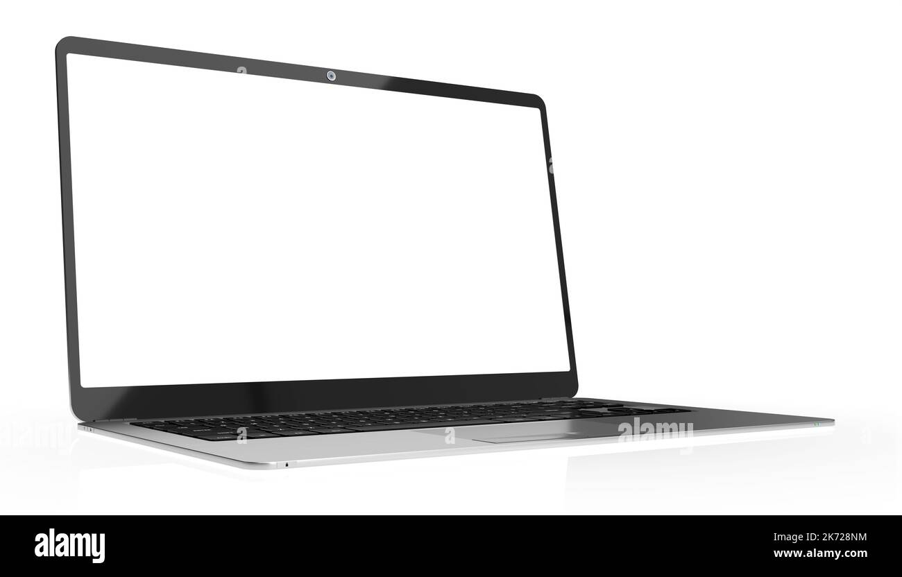 Modern laptop with empty screen on white background - 3D illustration ...