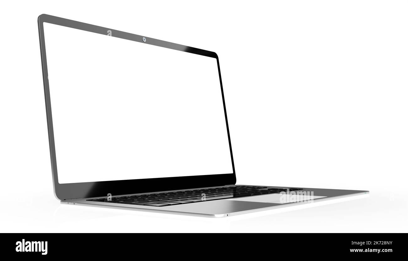 Modern laptop with empty screen on white background - 3D illustration ...