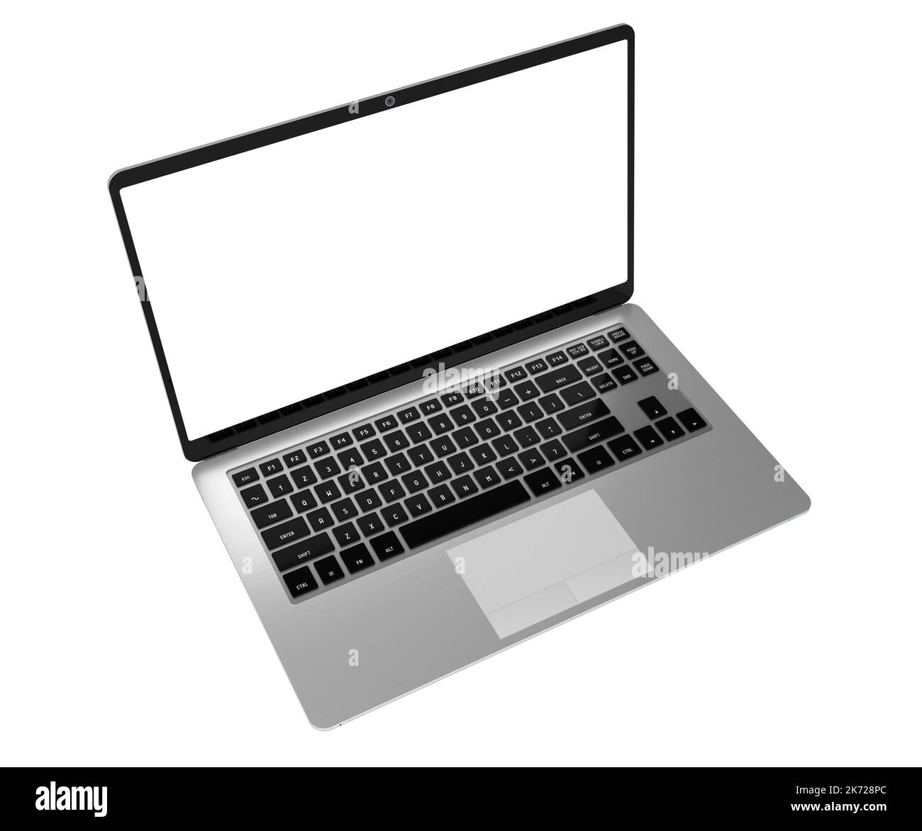Modern laptop with empty screen on white background - 3D illustration ...
