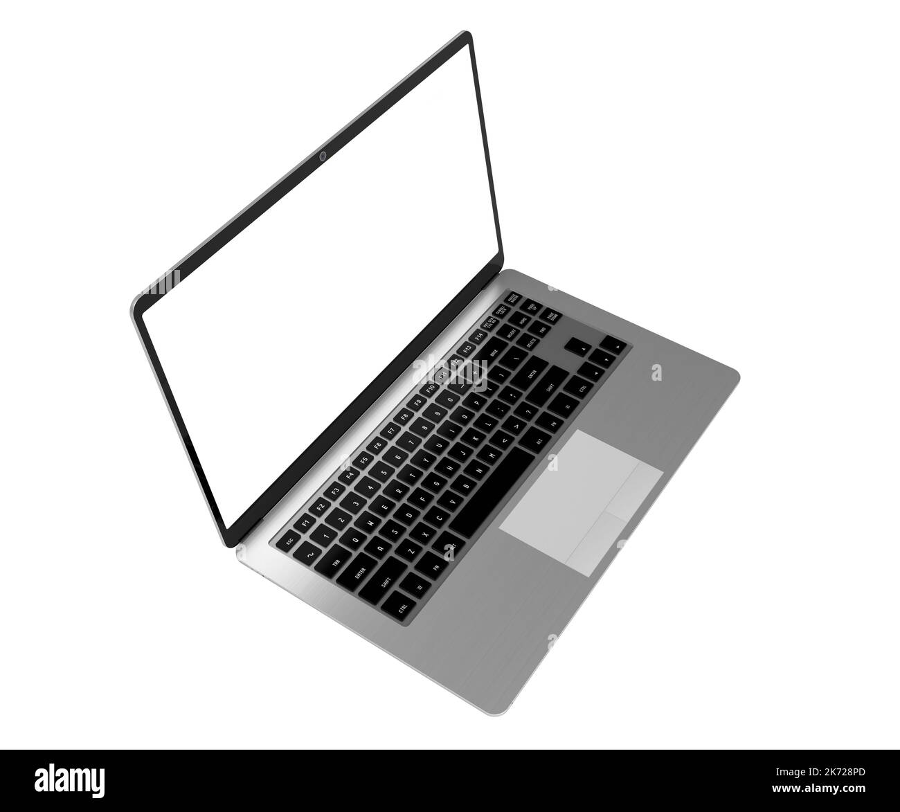 Modern laptop with empty screen on white background - 3D illustration ...