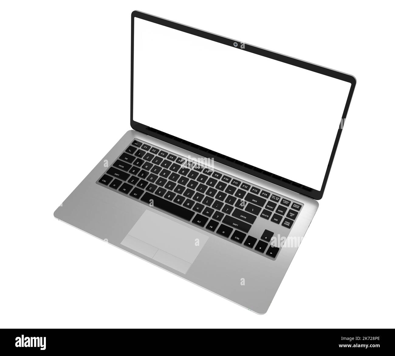 Modern laptop with empty screen on white background - 3D illustration ...