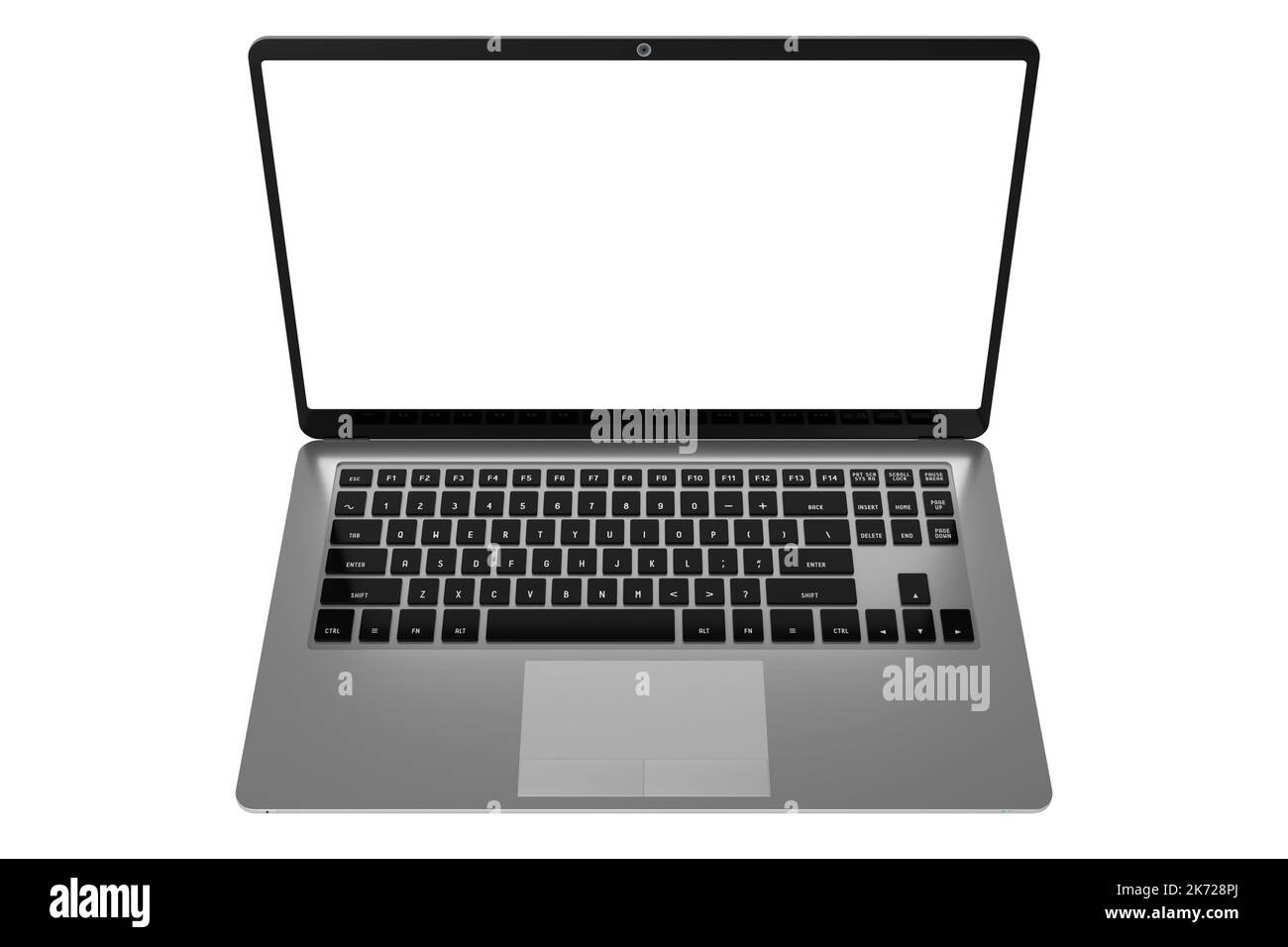 Modern laptop with empty screen on white background - 3D illustration ...