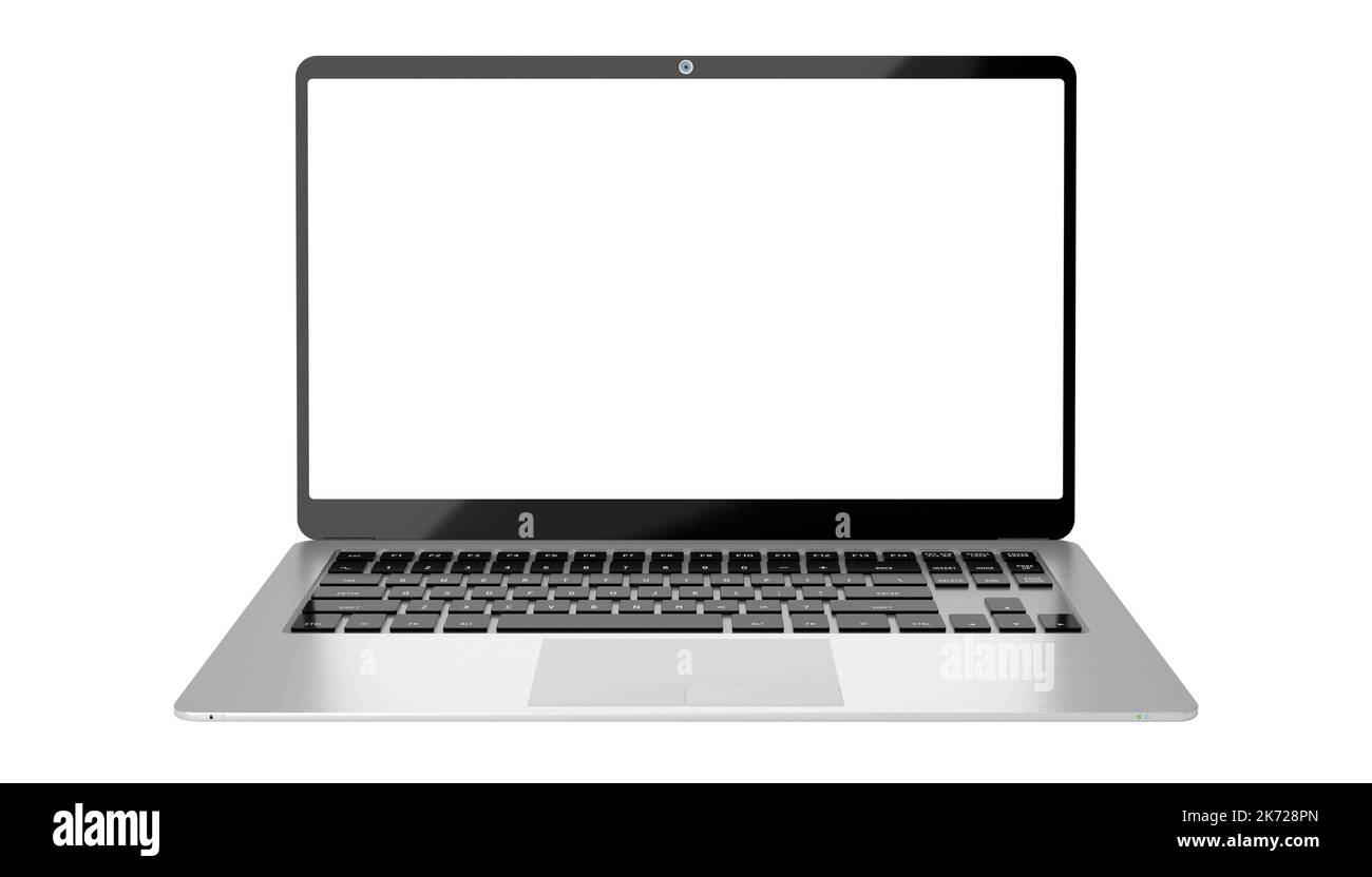 Modern laptop with empty screen on white background - 3D illustration ...