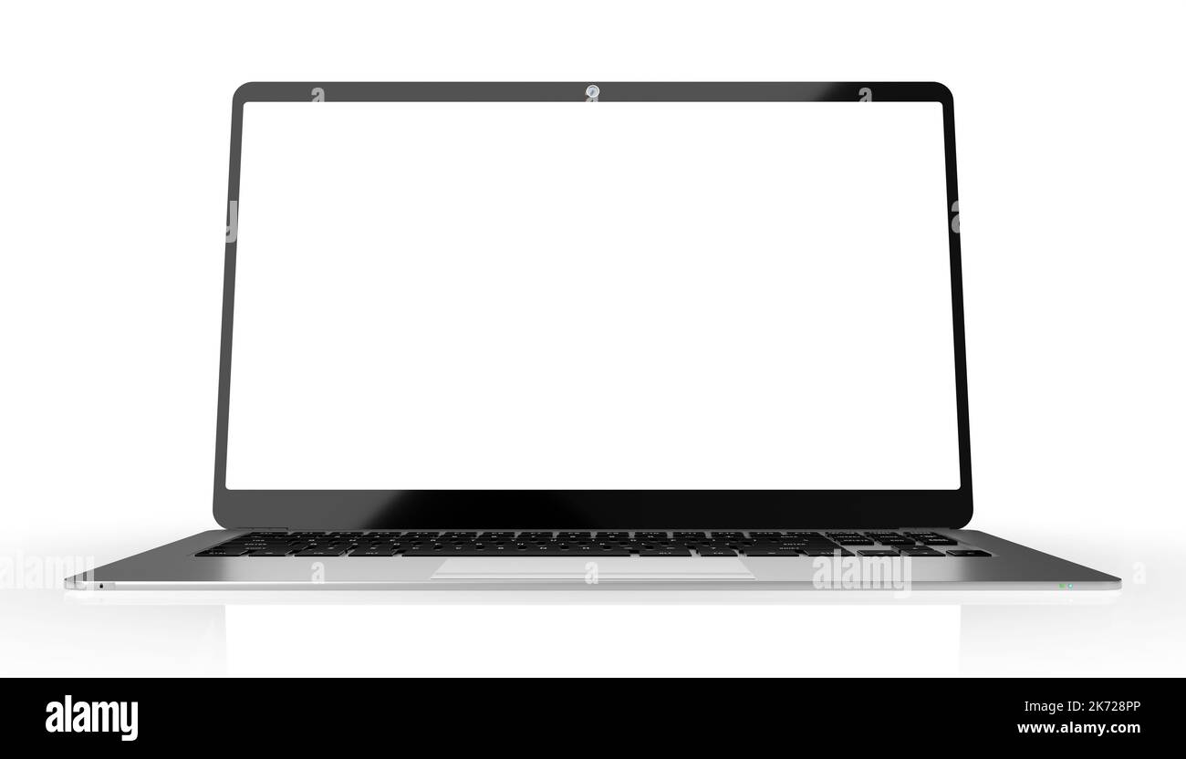 Modern laptop with empty screen on white background - 3D illustration ...