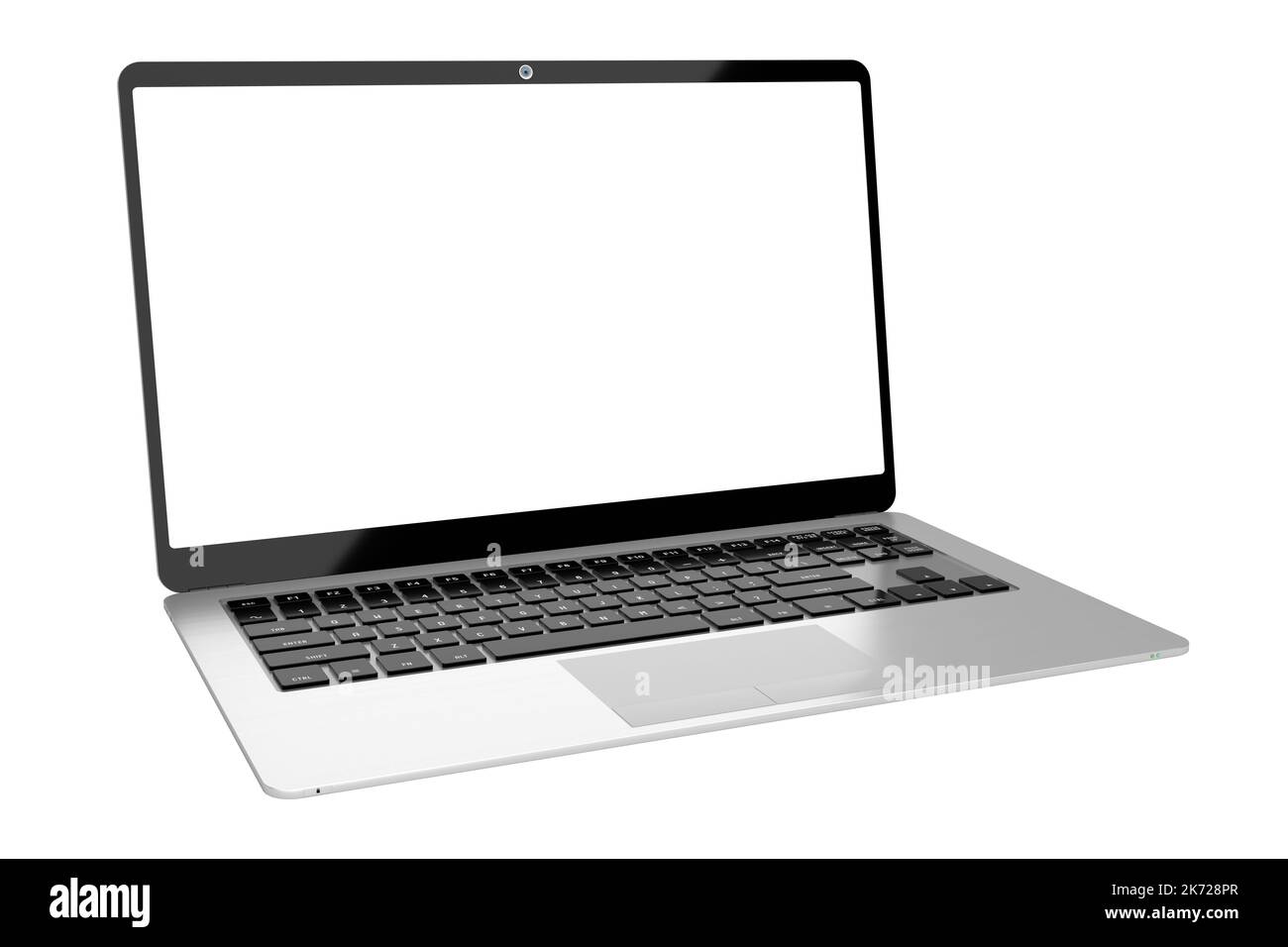 Modern laptop with empty screen on white background - 3D illustration ...