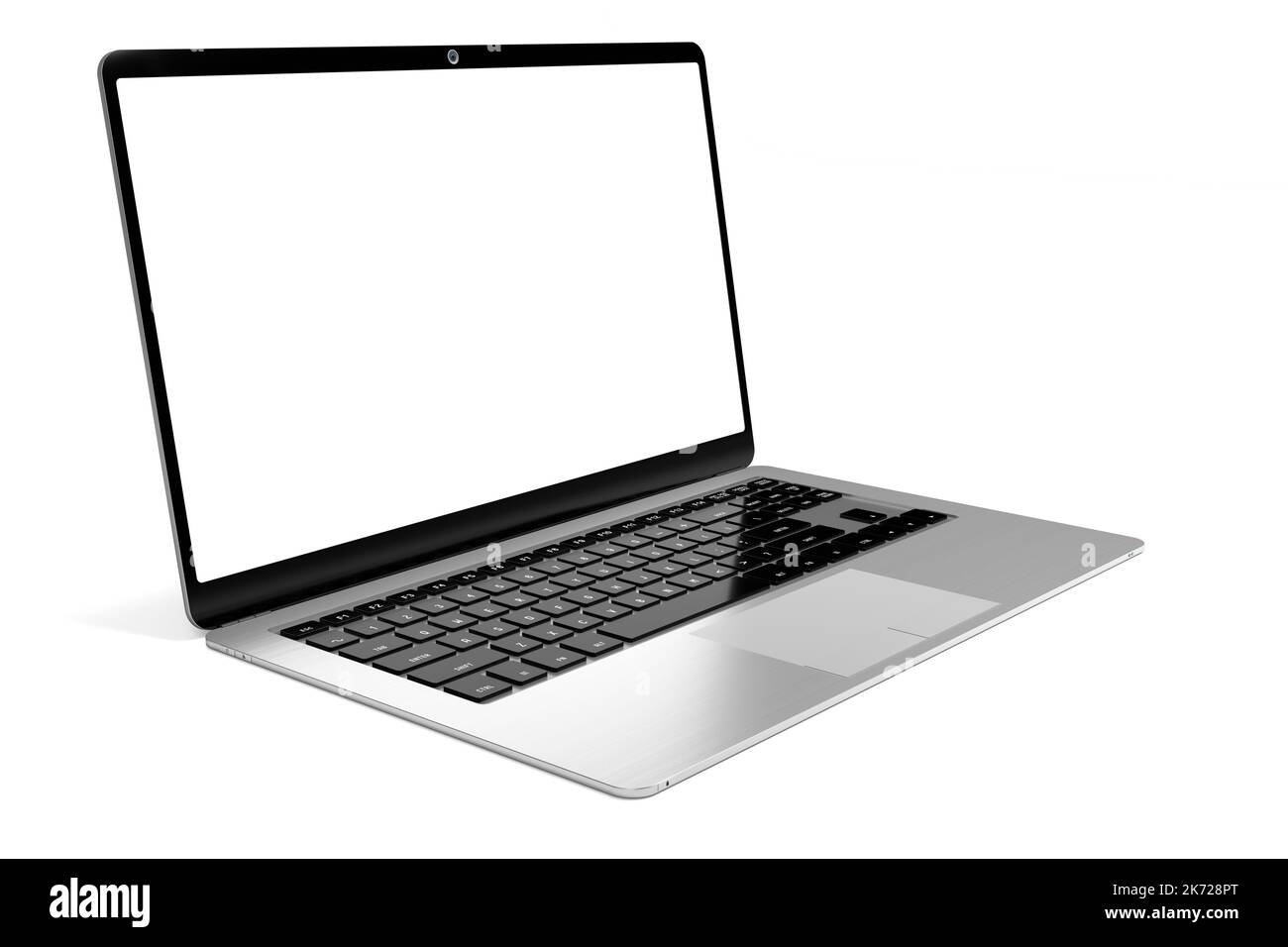 Modern laptop with empty screen on white background - 3D illustration ...