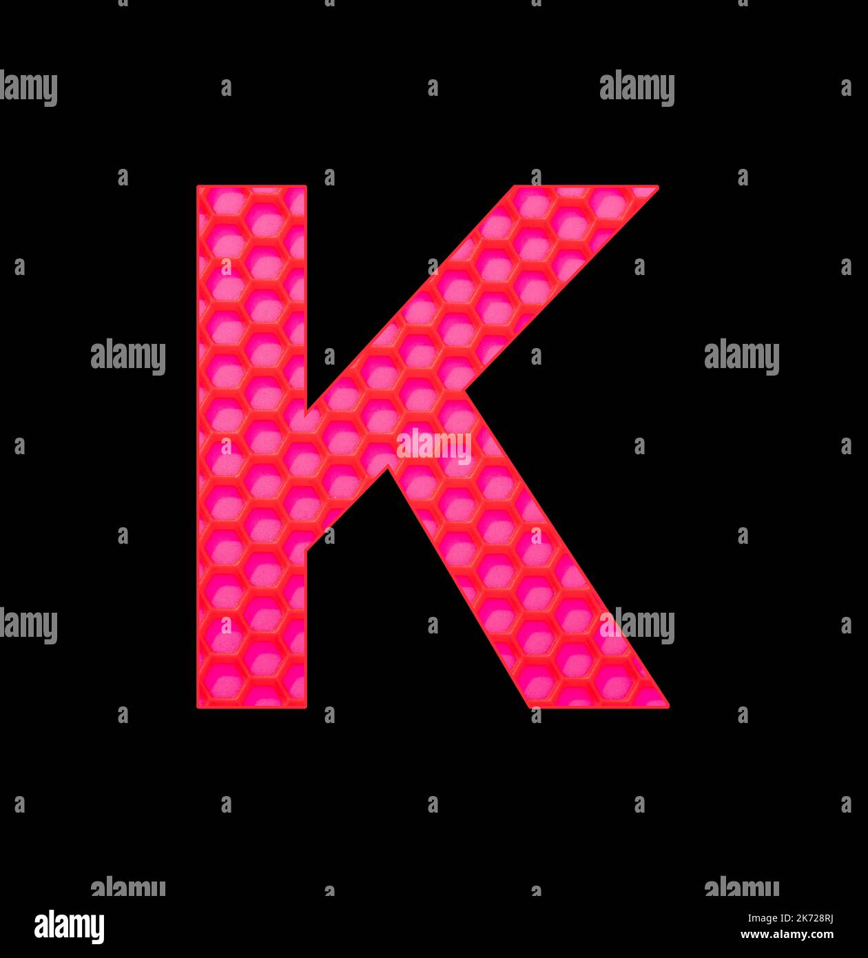 Uppercase letter K - Silicone background with red hexagons Stock Photo ...