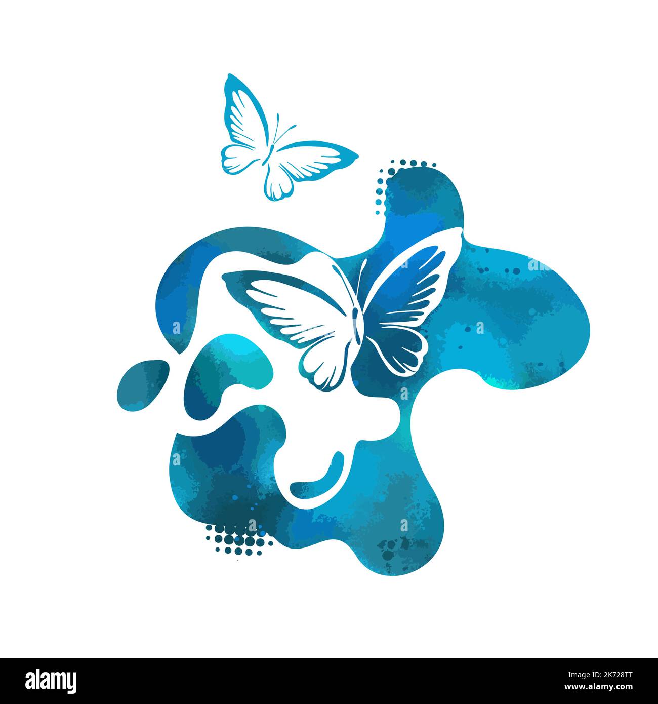 light blue Blob and butterfly. Vector illustration. Abstract grunge ...