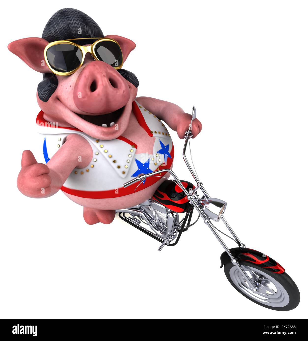 Fun 3D cartoon illustration of a pig rocker Stock Photo - Alamy